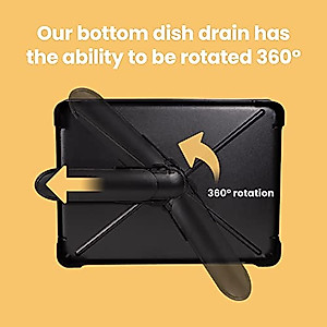 happimess DSH1004A Simple 20.75' Fingerprint-Proof Stainless Steel 2-Tier Dish Drying Rack, Dish Rack with Swivel Spout Tray, Utensil Holder, Stainless Steel/Black, Silver/Black