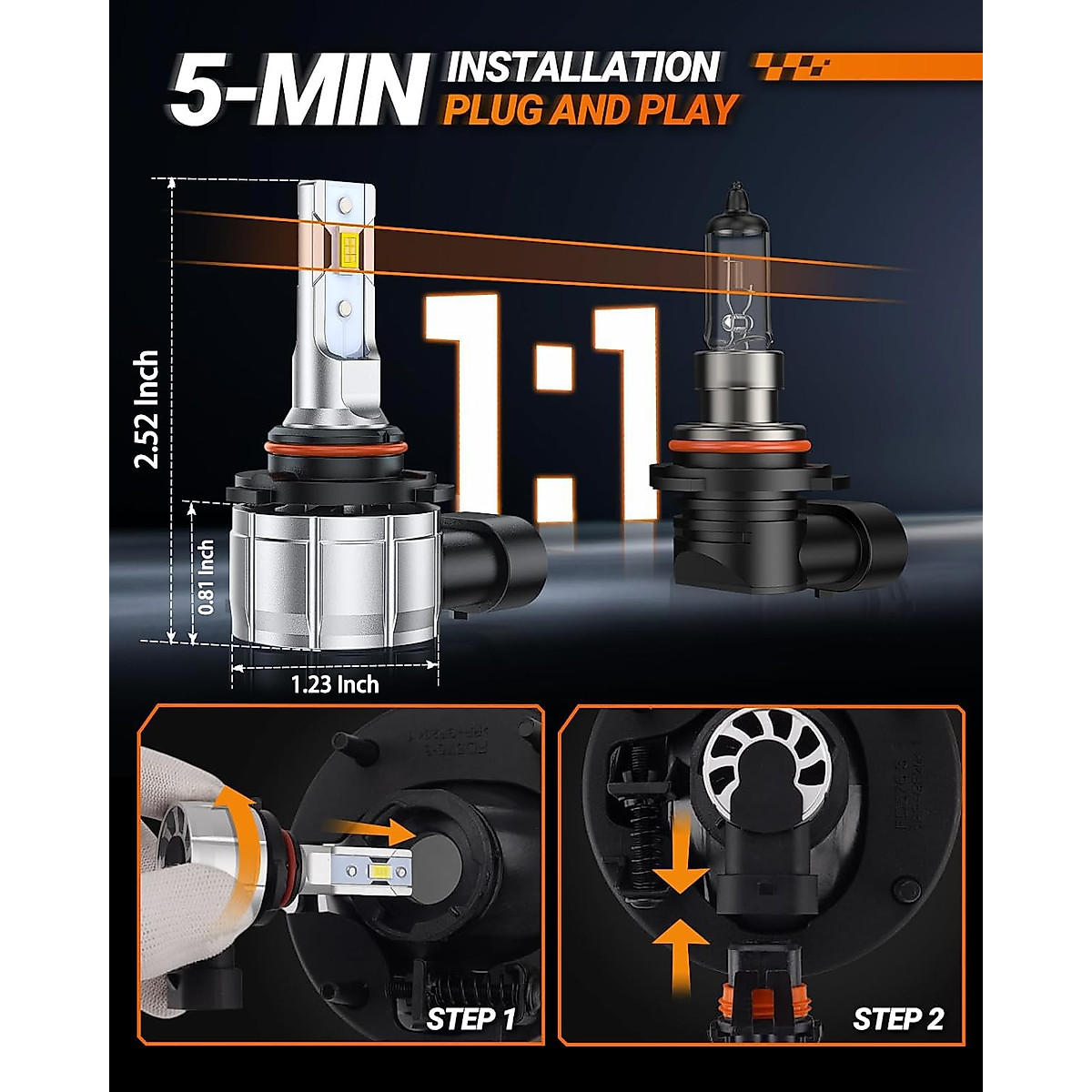 SEALIGHT H10 9145 LED Fog Light Bulbs or DRL, 600% Brightness 9040 9045 9140 Fog Lights LED Bulb for Car, 6500K Cool White Dual-row CSP Chips, 1:1 Mini Size, Pack of 2