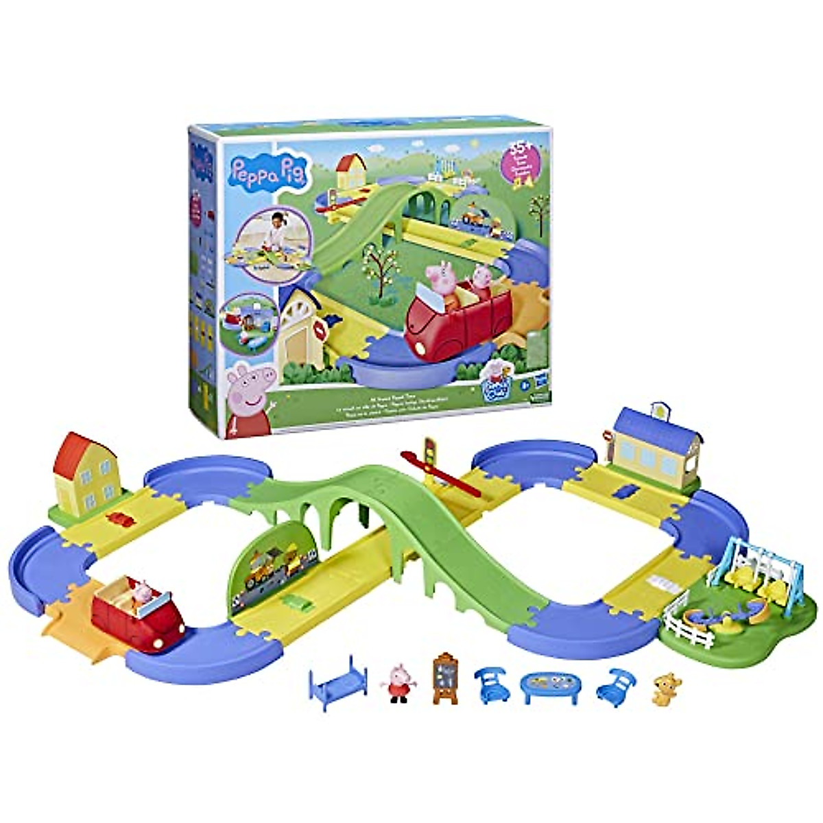 Peppa Pig All Around Peppa’s Town Playset with Car Track, Preschool Toys, Toys for 3 Year Old Girls and Boys and Up