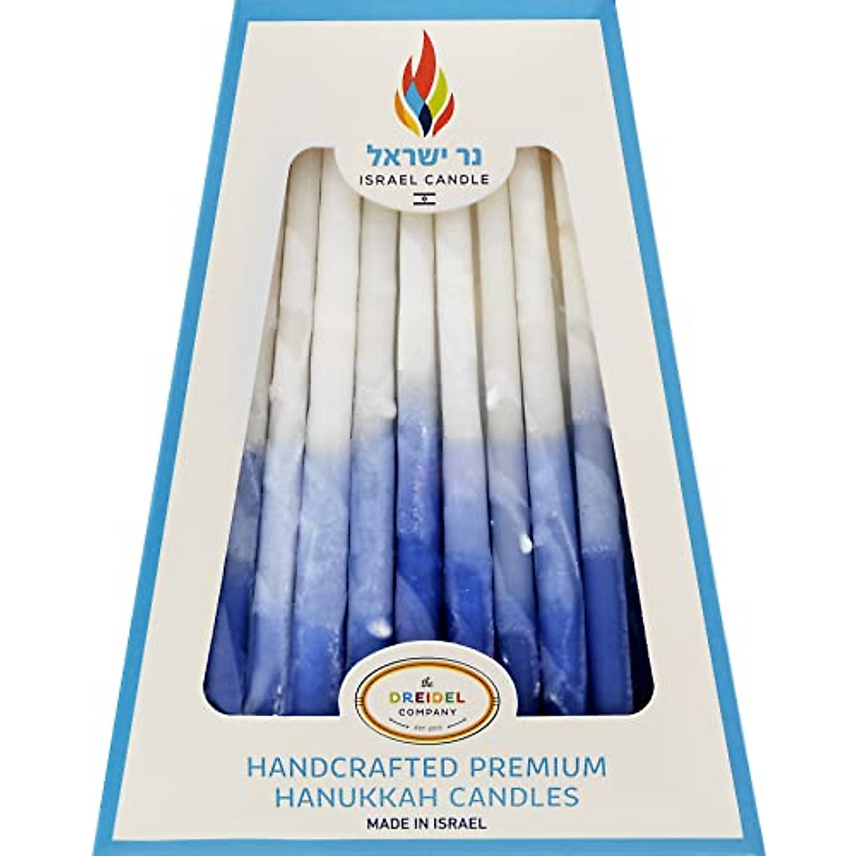 Dripless Hanukkah Candles, Decorative Frosted Blue, Light Blue, White 45 Candles