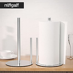 Paper Towel Holder Silver Kitchen Roll Holder, Premium Stainless Steel Paper Towel Holder for Kitchen Roll Organize, One-Handed Operation Countertop Roll Dispenser with Weighted Base