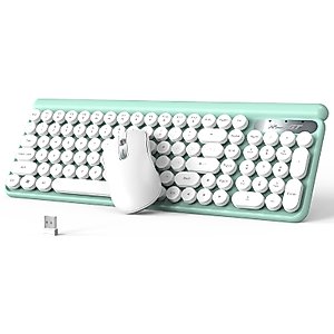 RaceGT Wireless Typewriter Keyboard and Mouse - Wireless Keyboard with Silent Mouse, Cute Retro Keyboard Mouse Combo, 2.4G Cordless USB Computer Keyboard Mouse Set for Windows Laptop/Desktop/PC