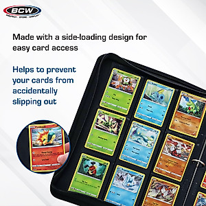 BCW Double-Sided 9-Pocket Pages Holder - 10 Black Pages | Trading Card Binder Sheets | Secure Side Loading | Ideal Card Storage and Display Solution