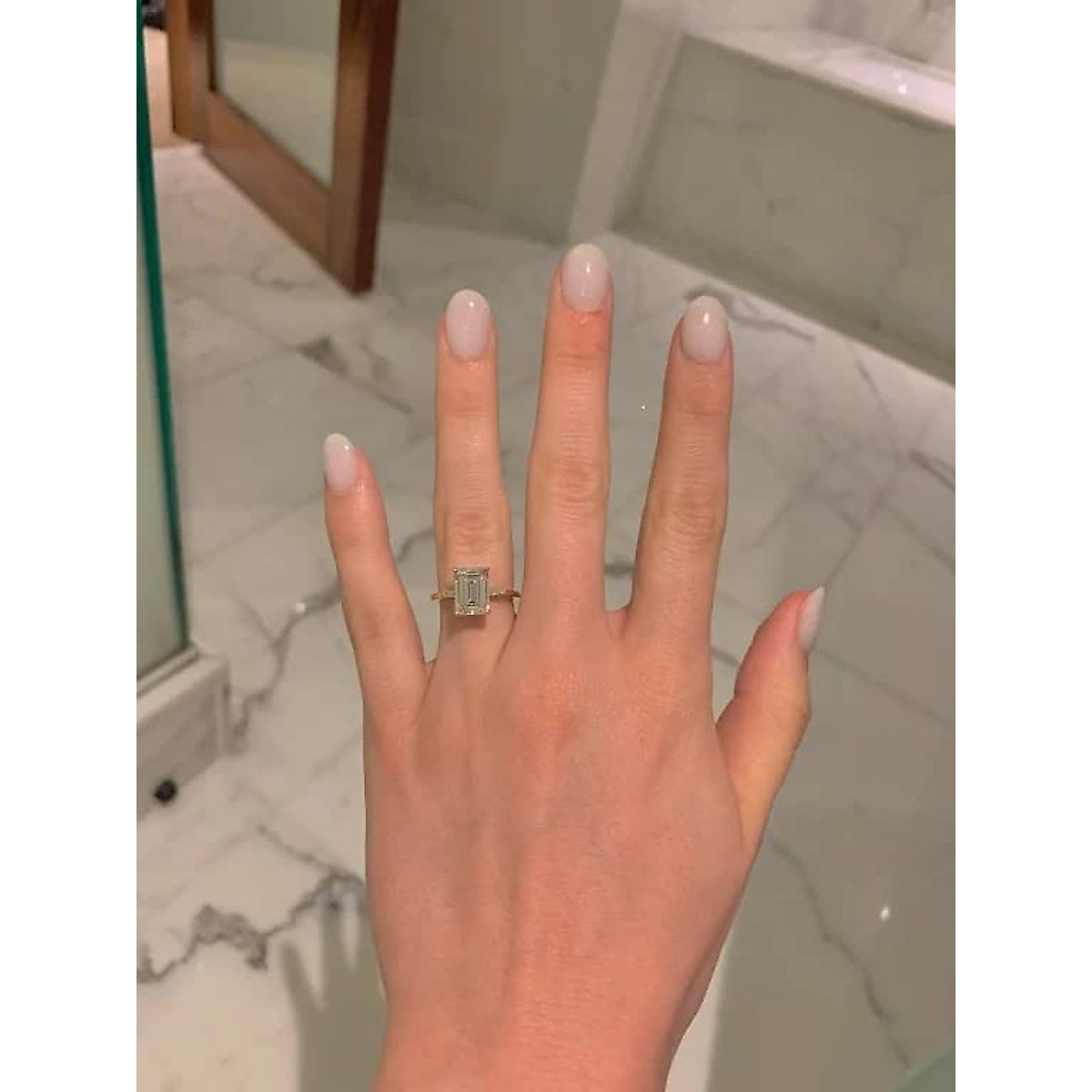 AHTAMOS Engagement Ring 2 CT Tapered Baguette Moissanite Emerald Cut Engagement Rings for Women Platinum Plated Silver Free Engraving