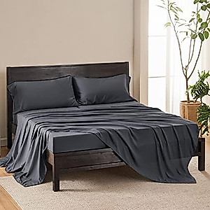 Bedsure Split King Sheet Set for Adjustable Beds - Soft Sheets for Split King Size Bed, 5 Pieces Hotel Luxury Grey Sheets Split King, Easy Care Polyester Microfiber Cooling Bed Sheet Set