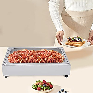 Commercial Food Warmer, Full-Size 1 Pot Steam Table with Lid, Electric Food Warmers, Grade Stainless Steel Buffet Equipment, Fits 20.87 x 13 Pan, 300W, for Restaurant, Sliver
