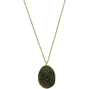 TASKD Green Moldavite Aerolite Crystal Stone Pendant Gemstone Silver Platted Moldavite Necklace Energy Meteorite Amethyst Ecko Necklace For Women Matoa Gift For Her From Him (Golden Chain)