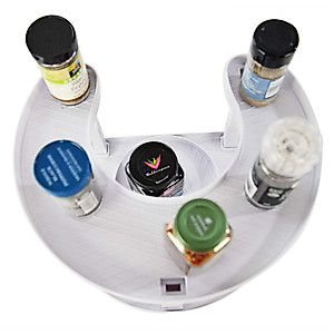 HOME-X Rotating Spice Rack, Lazy Susan Cabinet Organizer, Pantry Rack, Medicine Cabinet Organizer, Rotating Storage, 13" L x 10 ¾" W x 10 ¼” H, White