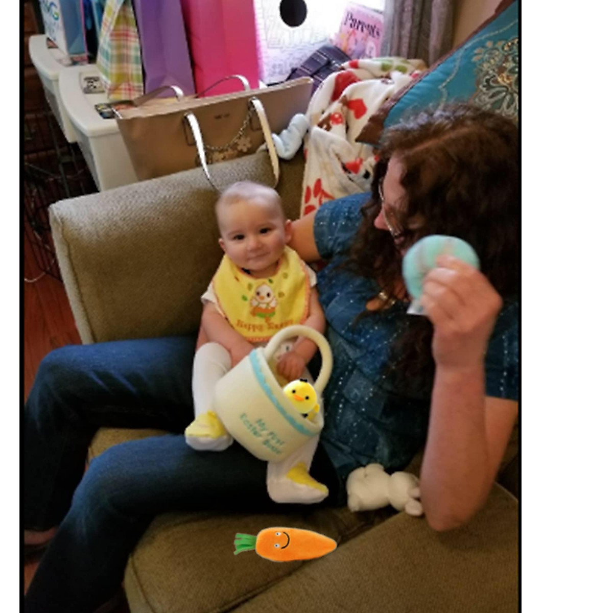 ZRUKXH 6 Pcs Easter Basket -My First Easter Basket Stuffed Plush Playset Baby's First Easter Basket Stuffed Cartoon Bunny Easter Egg Plush Basket for Kids