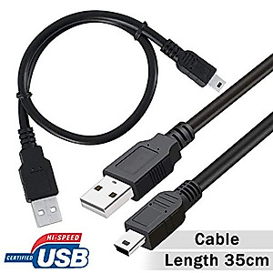 SAITECH IT 2 Pack USB 2.0 A to Mini 5 pin B Cable for External HDDS/Camera/Card Readers/MP3 Player-Black -35cm(1 feet)