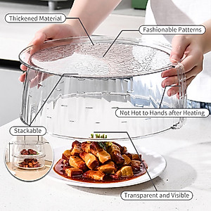 Microwave Splatter Cover for Food, Splash Guard Lid with Handle, Bug-resistant Cover for Food, Food Heating Cover, Easy to Wash & Food Grade Plastics (Tall & Short, 2-Pack)