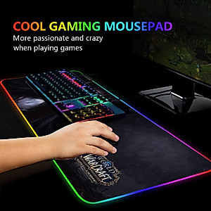 Sylvanas RGB Soft Gaming Mouse Pad Large Oversized Glowing Led Extended Mousepad Non-Slip Rubber Base Computer Keyboard Pad Mat 31.5X 11.8in