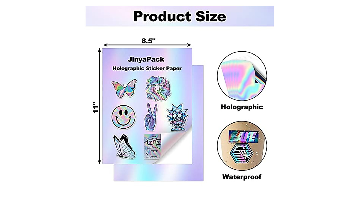 Printable Holographic Sticker Paper for Inkjet - 25 Sheets | JinyaPack