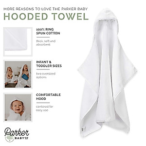 Parker Baby Co. Premium 100% Soft Ring Spun Cotton Hooded Toddler and Kid Bath Towel Plush Towel with Hood for Newborns and Babies