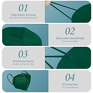 ChiSip KN95 Face Mask 20Pcs, 5 Layer Design Cup Dust Safety Masks, Breathable Protection Masks Against PM2.5 Dust Bulk for Adult, Men, Women, Indoor, Outdoor Use,Mint Green