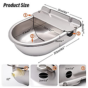 HHNIULI 2.5L/84.5oz Automatic Dog Waterer, 2 PCS 304 Stainless Steel Automatic Animal Drinking Water Bowl Trough Dispenser for Dogs Horses Cattle Sheep Goat Chicken  