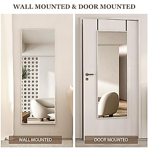 LVSOMT Full Length Mirror, 47"x14" Full Body Mirror, Wall Mounted Mirror, Over The Door Hanging Mirror, Long Mirror for Bedroom Living Room Locker Room, Aluminium Alloy Frame (Silver)