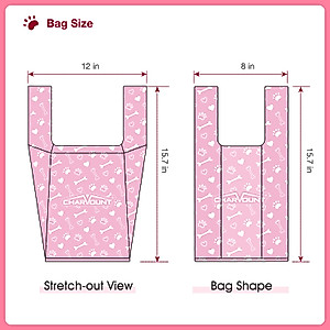 Charmount 270 Counts Large Dog Poop Bags with Handles, 16"x8"Extra Thick Dog Poop Bags Rolls, Leak Proof and Easy Tie, Unscented Doggy Poop Bags, Cat Litter Bags, Compostable Poop Bags, Pink