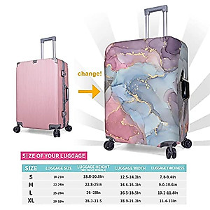 Pink Blue Marble Luggage Cover Elastic Washable Stretch Suitcase Protector Anti-Scratch Travel Suitcase Cover for Kid and Adult L (25-28 inch suitcase)