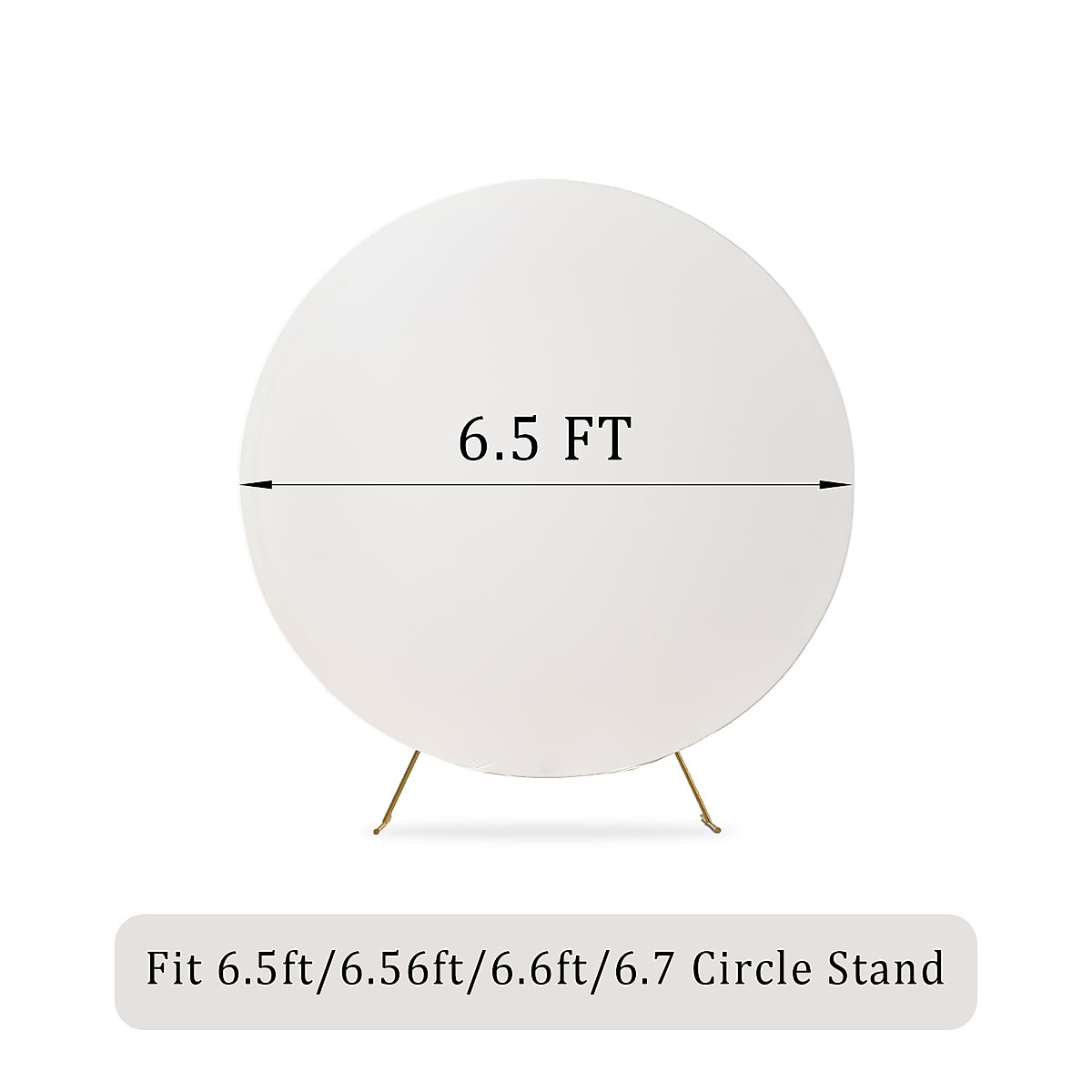 6.5ft Ivory Round Backdrop Cover Suitable for 6.5ft 6.56ft 6.6ft Circle Stand, Pure Ivory Spandex Wrinkle Free Birthday Party Wedding Photography Circle Backdrop Cover Arch Background