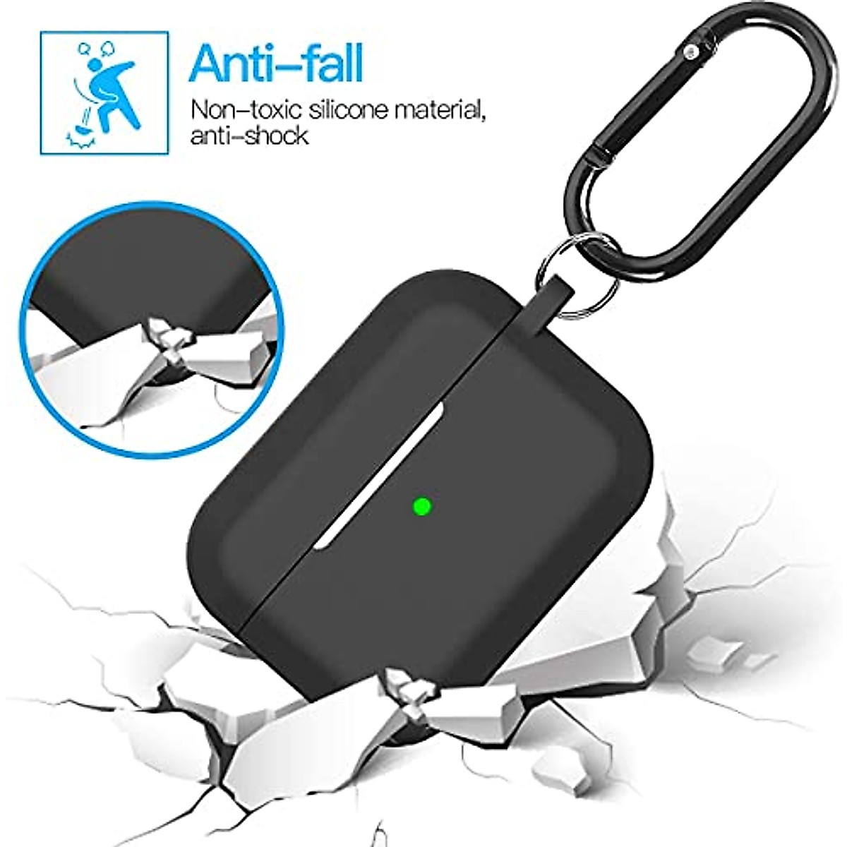 Airpods Pro Case Cover,Doboli Silicone Protective Case for Apple Airpod Pro (Front LED Visible) Black