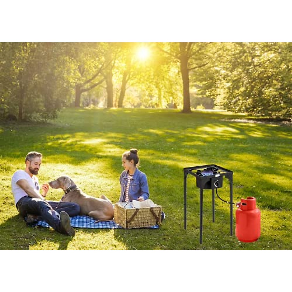 ROVSUN 100,000 BTU Portable Gas Camping Stove, Outdoor Propane Burner with 20psi Regulator, High Pressure Single Cooker Camp Cooking Home Brewing