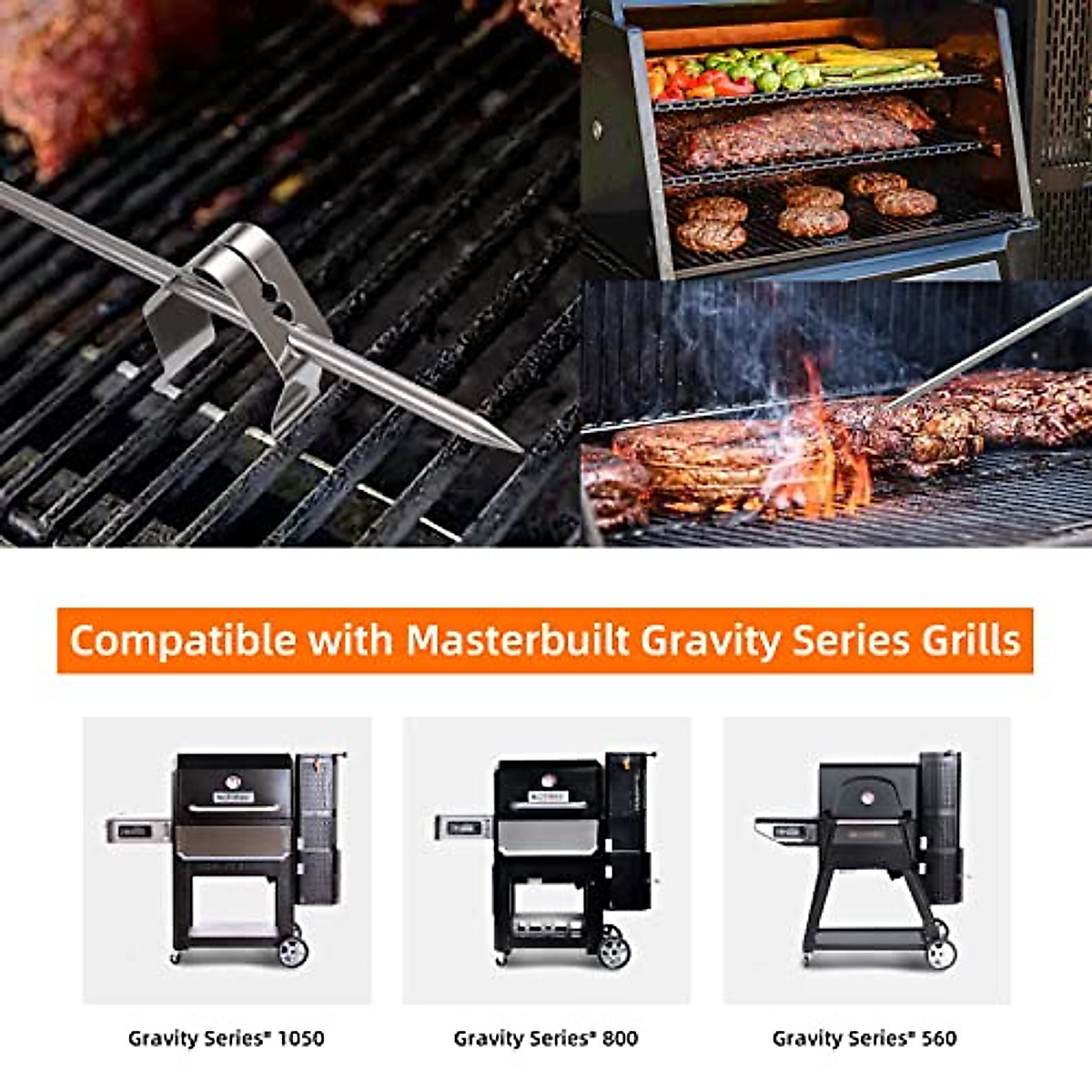4 Pack Replacement Meat Probe for Masterbuilt Gravity Series 560/800/1050 XL Digital Charcoal Grill + Smoker, 9004190170 Accessories Temperature Probe, with Probe Grommet and Grills Clips