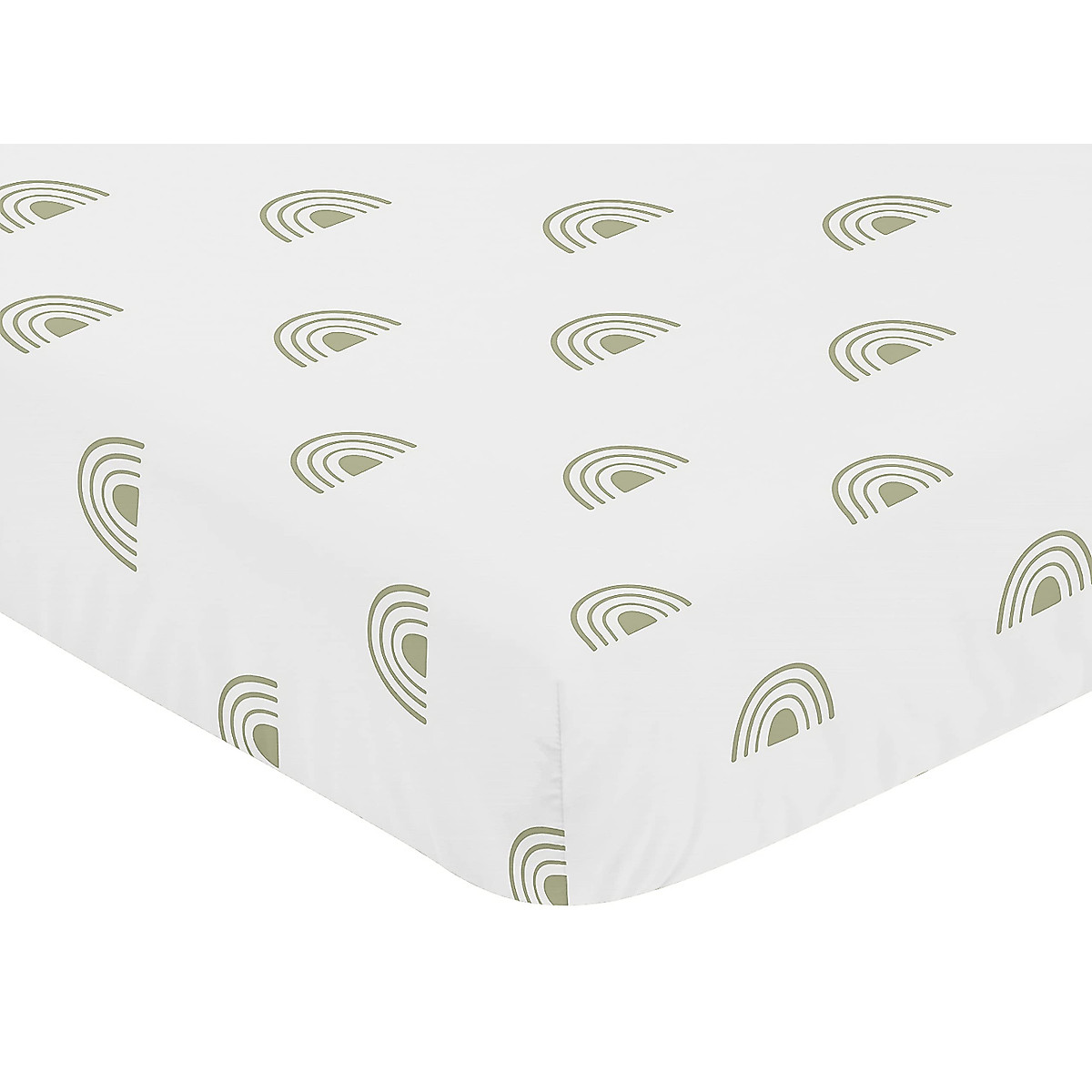 Sweet Jojo Designs White and Sage Boho Rainbow Boy or Girl Fitted Crib Sheet Baby or Toddler Bed Nursery - Green Bohemian Celestial Sky Outdoors Nature Gender Neutral