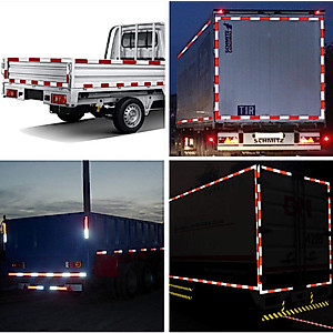 DIRZA Reflective Safety Tape 2 Inch x 30 Feet DOT-C2 Waterproof Red/White Adhesive Conspicuity Reflective Tape for Trailers,Cars,Vehicles,Boats,Signs,Warning