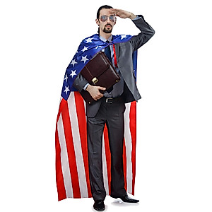 Frienda American Flag Costume Cape, Retro 80's USA Sunglasses and Flag Headband for 4th of July Independence Day Celebration