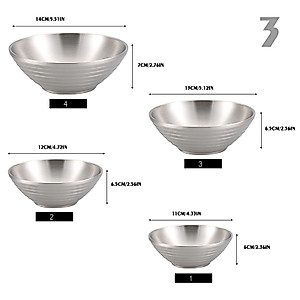 Cakina Placement Mats for Dining Table Round Ramen Bowls Stainless Steel Serving Bowls Insulated Bowls for Ramen Metal Bowls Double Walled Soup Bowl Dinner Table Set for 6 (A, A)