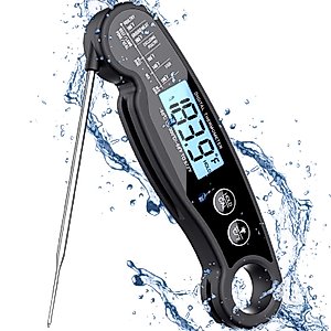 MANVINS Digital Meat Thermometer, Waterproof Instant Read Food Thermometer for Cooking and Grilling, Kitchen Gadgets with Backlight & Calibration for Candy, BBQ Grill, Liquids, Beef, Turkey