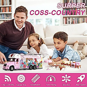 T.V.V Fashy Remote Control Car for Girls, with Music, Lights, and Mini Camping Furniture