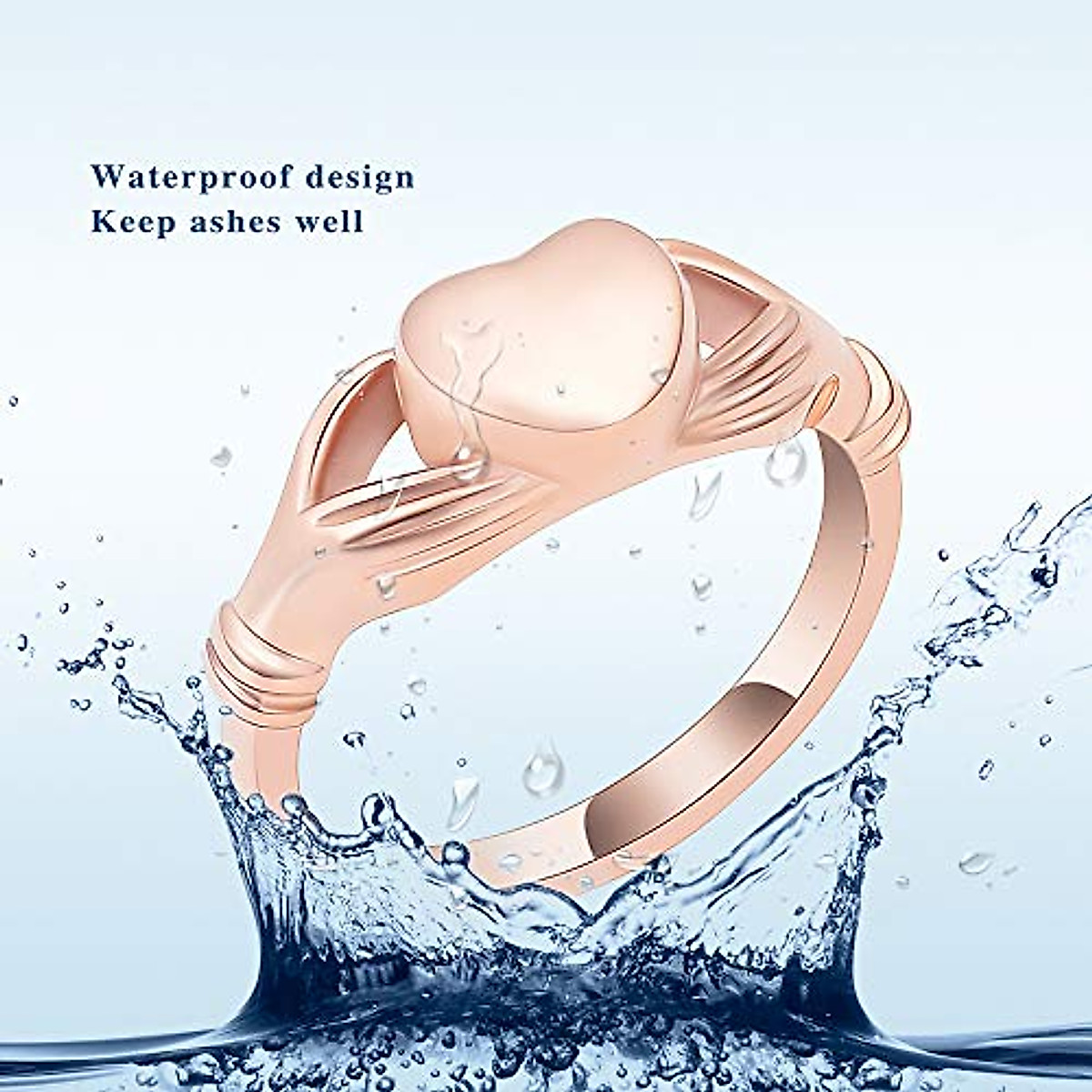 Minicremation Cremation Urn Ring for Ashes for Women Stainless Steel Heart Finger Ring Waterproof Memorial Keepsake Cremation Ring Holds Loved Ones Ashes