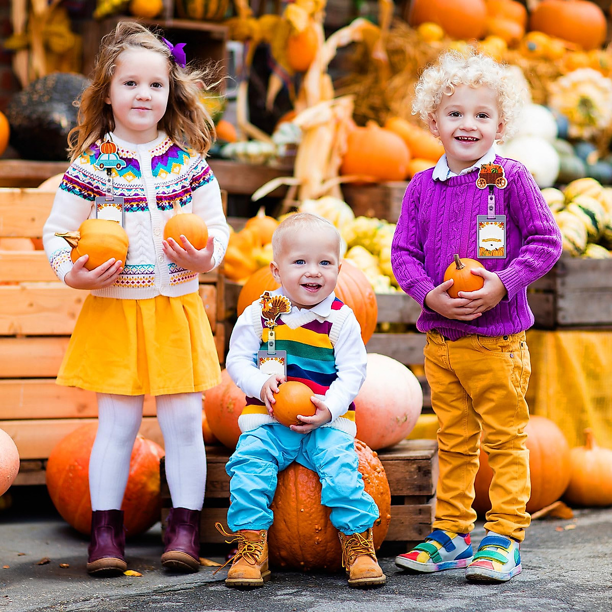 Zhanmai 48 Pcs Thanksgiving Badge Reels Felt Retractable Badge Reels with Clip Cute Squirrel Turkey Pumpkin Maple Leaves Holiday Themed Badge Holders Gift for Nurse Doctor Students School Office