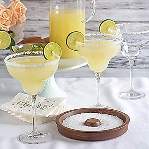 Cork & Mill Margarita Salt Rimmer, Acacia Wood Glass Rimmer, Sugar and Salt Rimmer for Wide Glasses up to 5.5 Inches