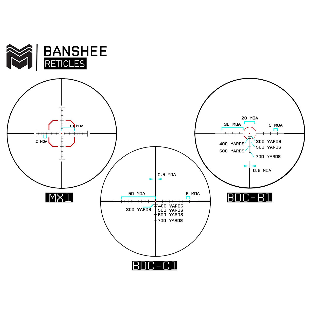 Monstrum Banshee 1-6x24 LPVO Rifle Scope with Offset Scope Mount | Black | MX1 Reticle