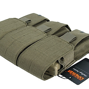 EXCELLENT ELITE SPANKER Tactical Molle Single/Double/Triple Mag Pouch for M4 M14 M16 AR15 AR10 G36 Magazine Holds 2 Mags(Ranger Green)