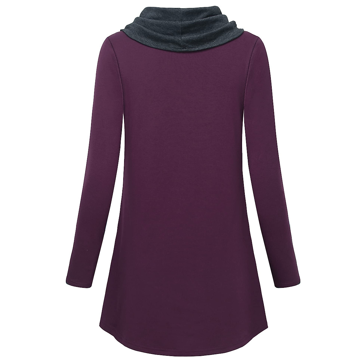 Bebonnie Fall Tops for Women 2025 Trendy,Petite Long Sleeve Cowl Neck Warm Splicing Tunic Tops with Buttons Magenta Grey Small