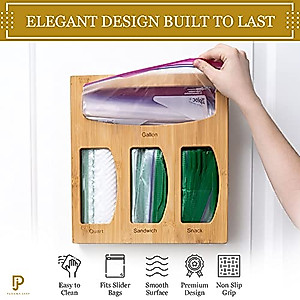 Panama Jade Bamboo Storage Bag Organizer- Premium Plastic Bag Organizer for Drawer, Wall Mountable Plastic Bag Holder for Gallon Quart Sandwich Snack & Slider Bags