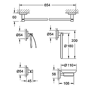 Grohe Essentials Master Bathroom Set, 5-In-1, Starlight Chrome