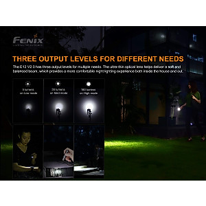 Fenix E12 v2.0 EDC Flashlight, 160 Lumen with 1x AA Battery and LumenTac Battery Organizer