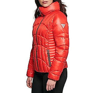 GUESS Fall, Puffer, Quilted Jackets for Women, HOT Crimson, Large