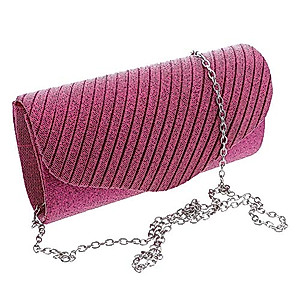 Li'Shay Fuschia Sparkle Satin Evening Bag