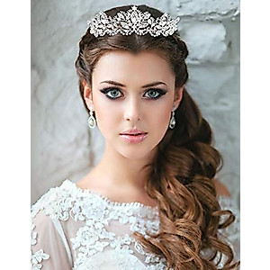 Sppry Women Tiara with Comb - Baroque AB Crystal Crown for Bridal Queen Princess Girls at Wedding Birthday Pageant Party (Gold)