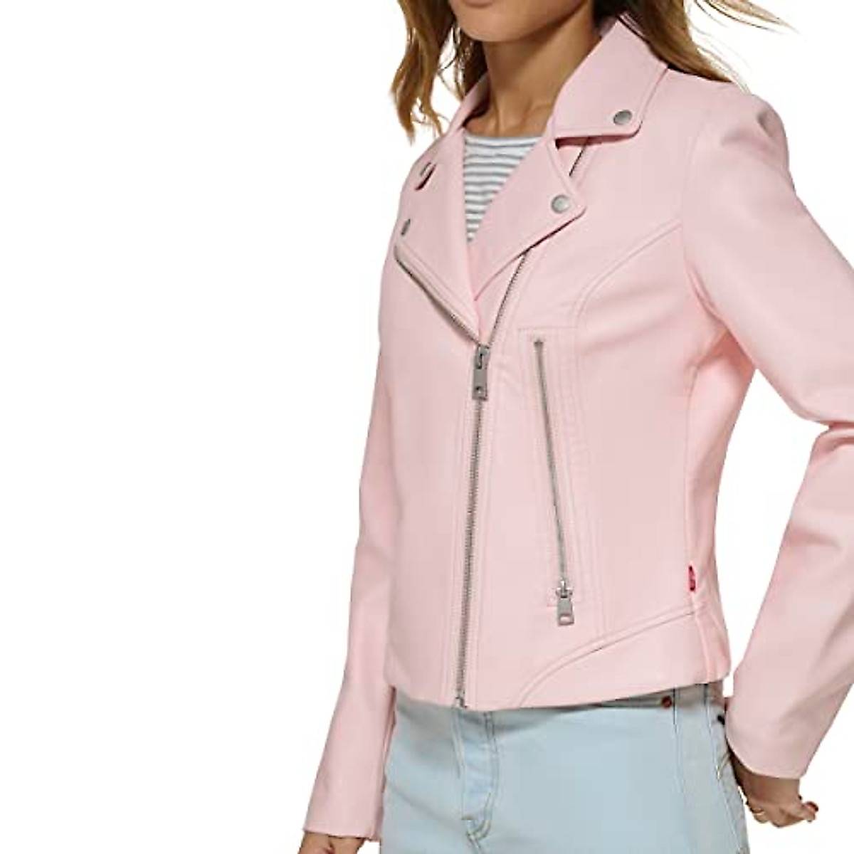 Levi's Women's Faux Leather Asymmetrical Moto Jacket, Rose Quartz, X-Large