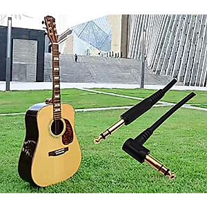 Qaoquda 1/4 Inch Guitar Instrument Cable, 6FT 90 Degree Angle 6.35mm TRS Jack Male to 1/4 Inch TRS Male Stereo Speaker Audio Cable for Electric Guitar, bass Guitar, Electric and More (6ft/1.8M)