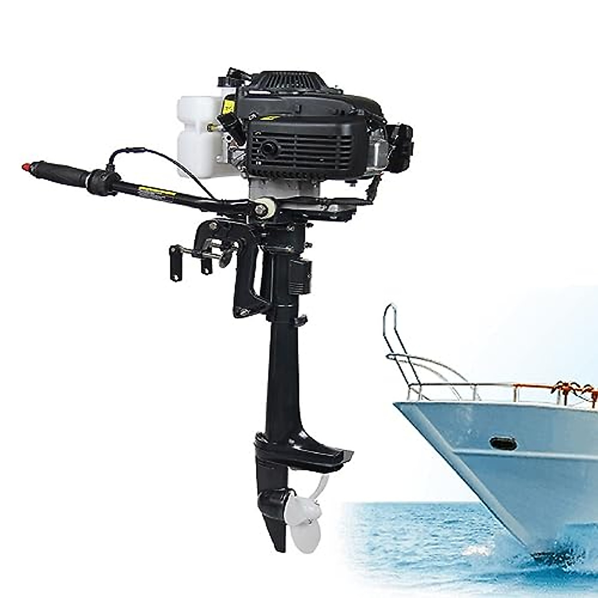 4HP 4 Stroke Outboard Motor Boat Engine 52CC Aluminum Heavy Duty Boat Motor with Air Cooling System Fishing Boat Engine (4HP-4 Stroke)