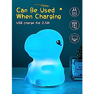 Dimanito Cute Kids Night Light Night Lamp Night Lights for Kids Bedroom Toddler Baby Portable Silicone Battery Led Nightlight Nursery (Dinosaur)