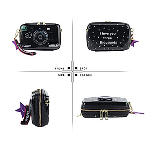 KUANG! Women Fashion Camera Shaped Crossbody Handbag PU Leather Vintage Shoulder Bag Novelty Clutch Box Purse
